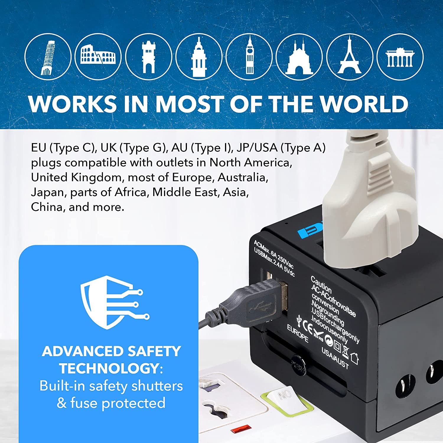 OREI Universal Travel Adapter with 2 USB Ports: Your Travel Companion ...